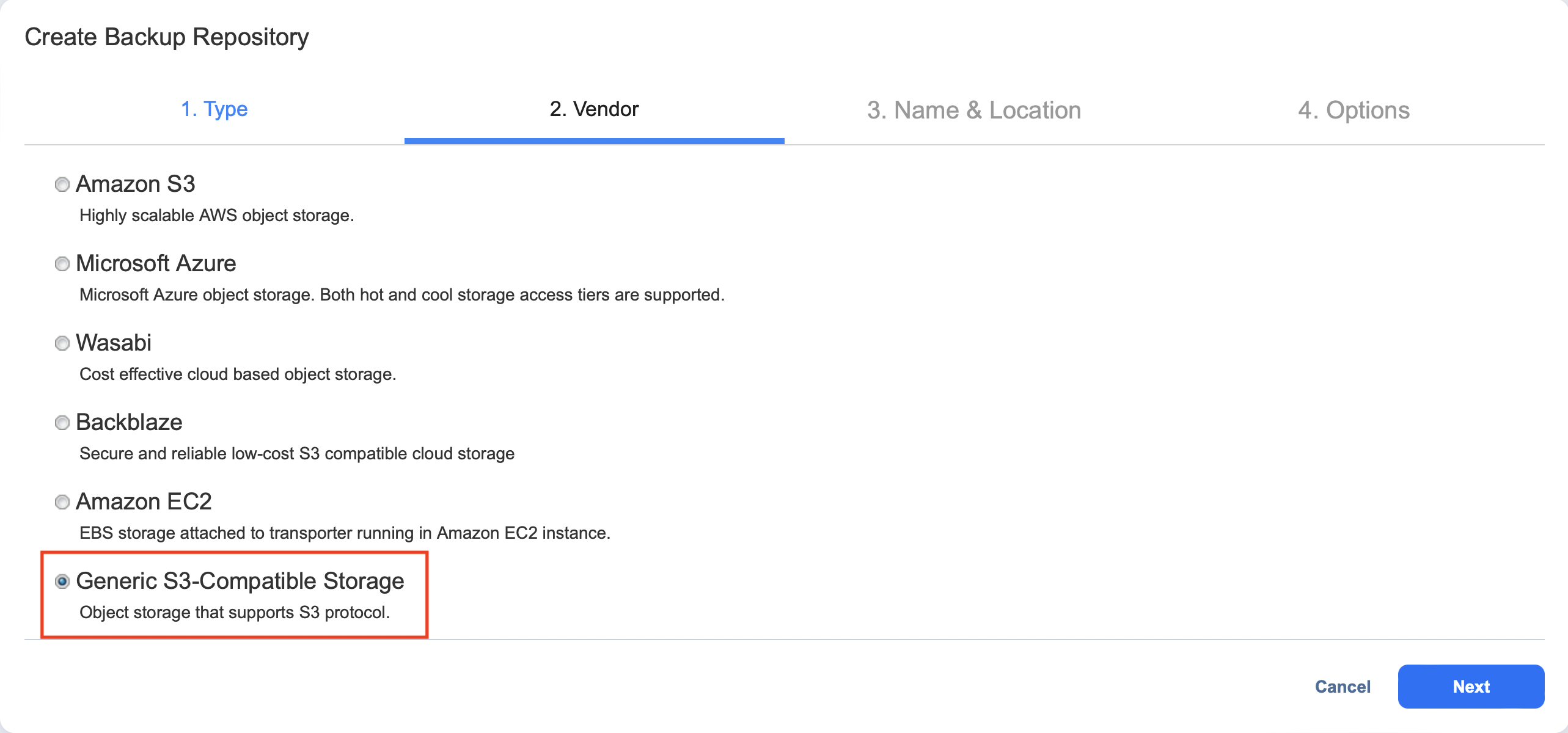 Backup Repository in Generic S3-Compatible Object Storage